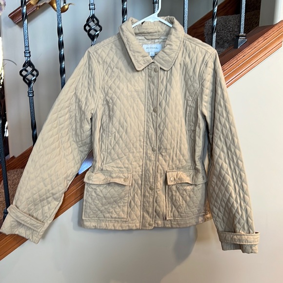 Merona | Jackets & Coats | Quilted Tan Jacket With Cinched Waist From ...